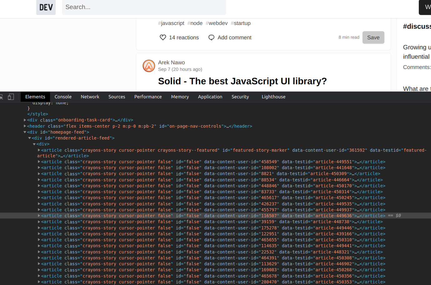 Class and Id of non featured articles in home feed is string "false" · Issue #10246 · forem ...