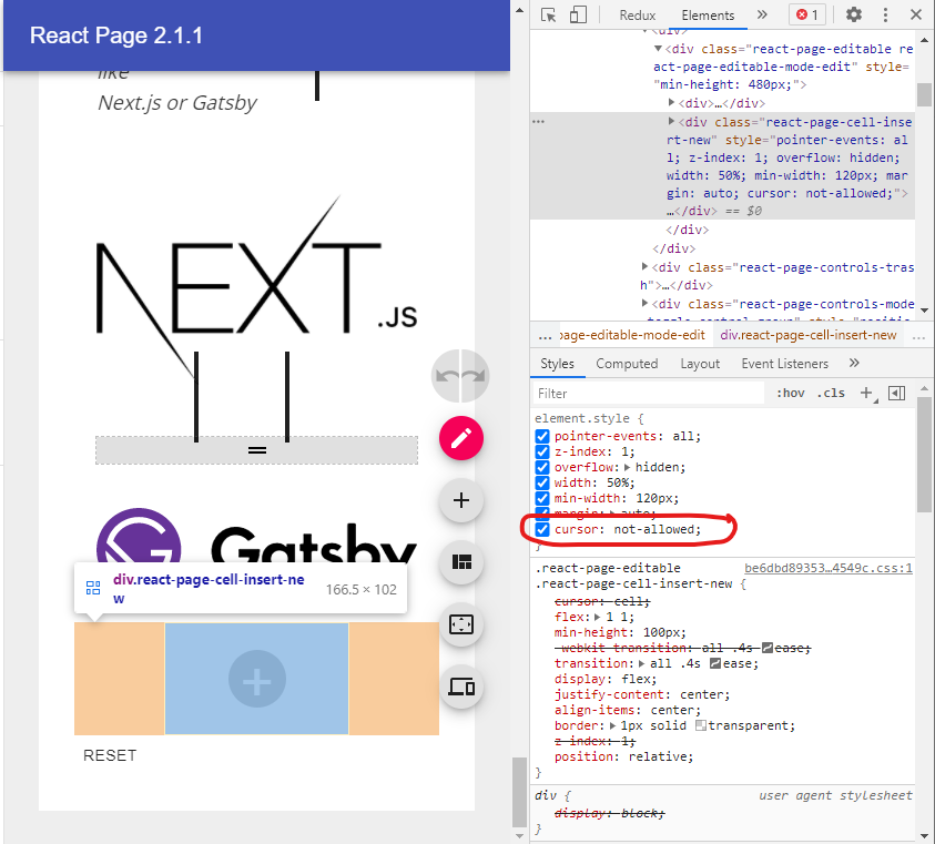 Minor - hover on the '+' icon shows "not-allowed" icon · Issue #973 · react-page/react-page · GitHub