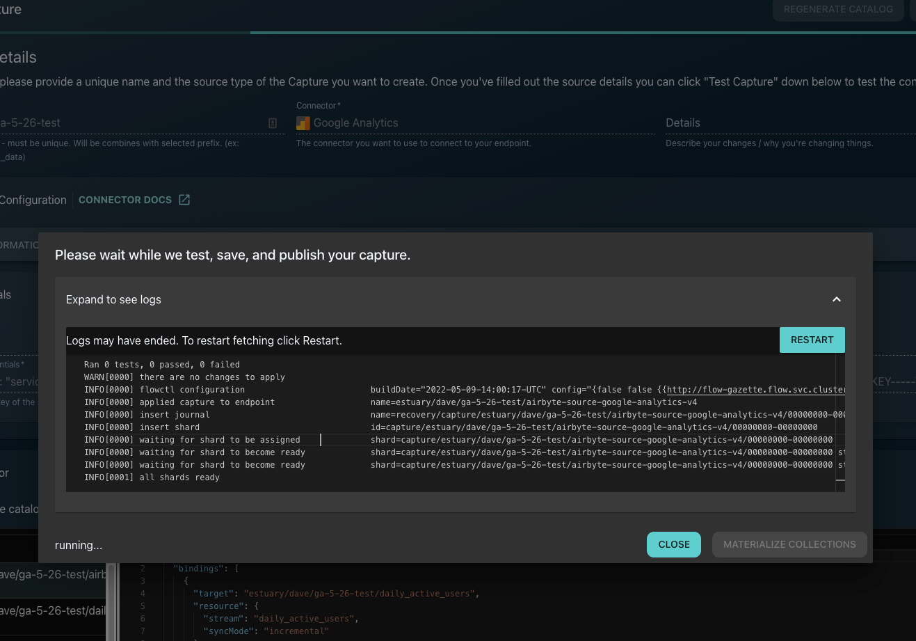 Publishes often seem to be complete but are still "running" · Issue #160 · estuary/ui · GitHub