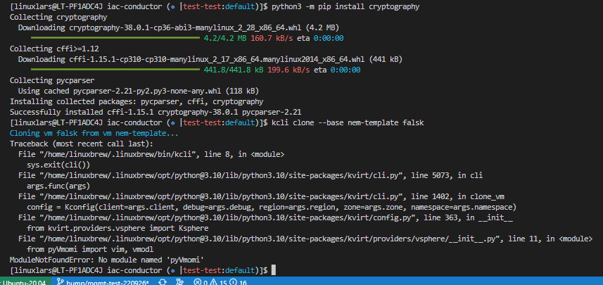 `kcli clone --base EXISTING_TEMPLATE_NAME NEW_VM_NAME` throws ...