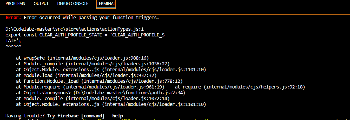 Firebase deploy (export )issue · Issue #243 · scorelab/Codelabz · GitHub