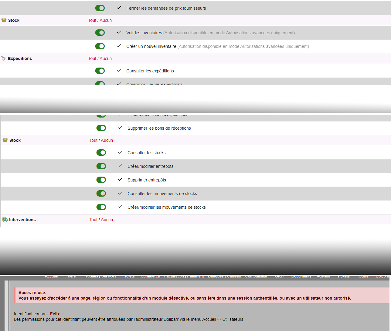 Do not have all authorizations for inventory · Issue #19627 · Dolibarr/dolibarr · GitHub