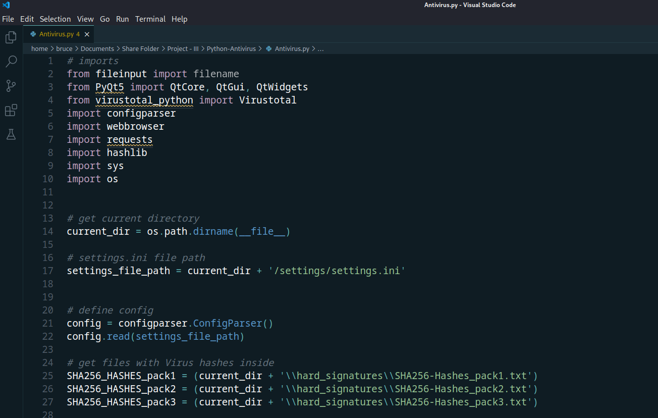 Error in Code and code is not running · Issue #24 · Len-Stevens/Python-Antivirus · GitHub
