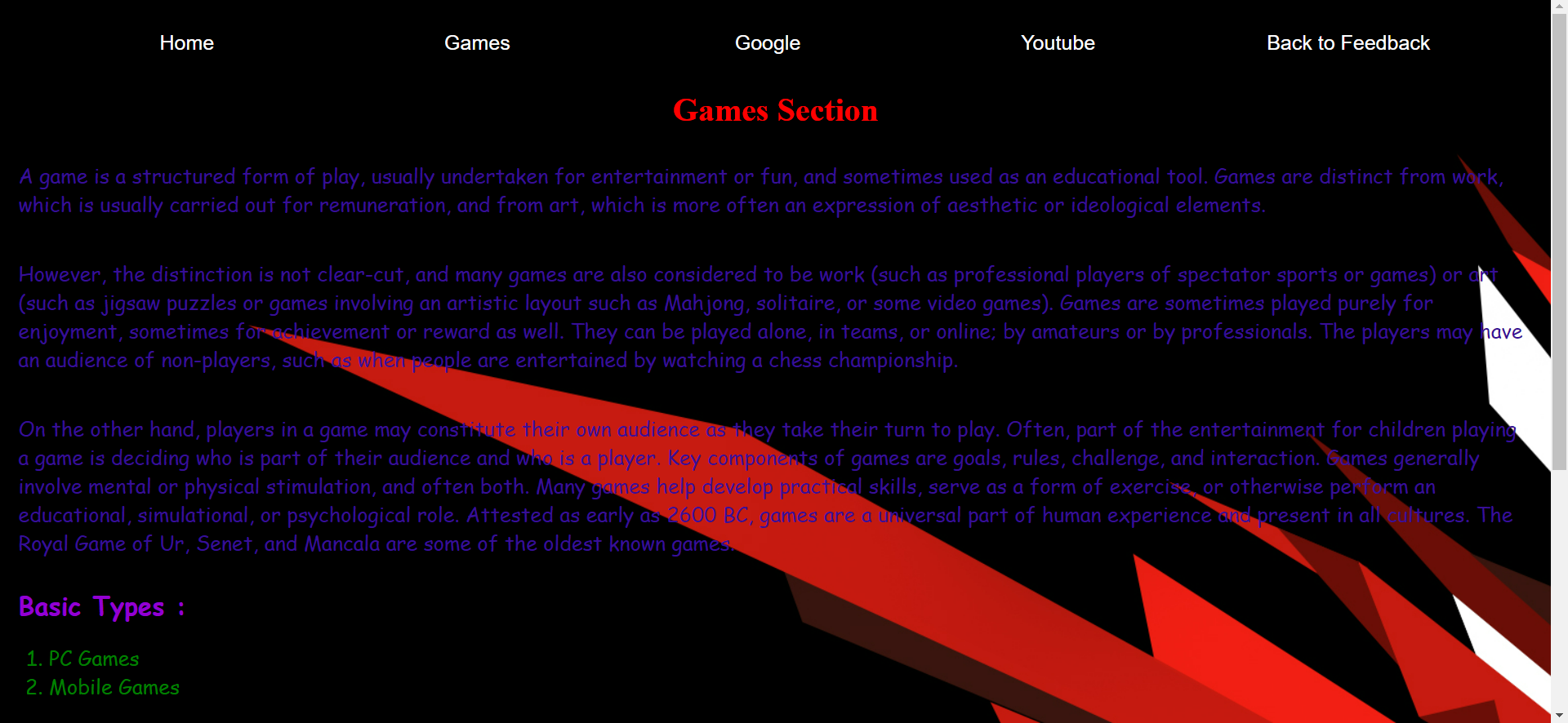 Improve the front end part of Game website · Issue #436 · pranjay-poddar/Dev-Geeks · GitHub
