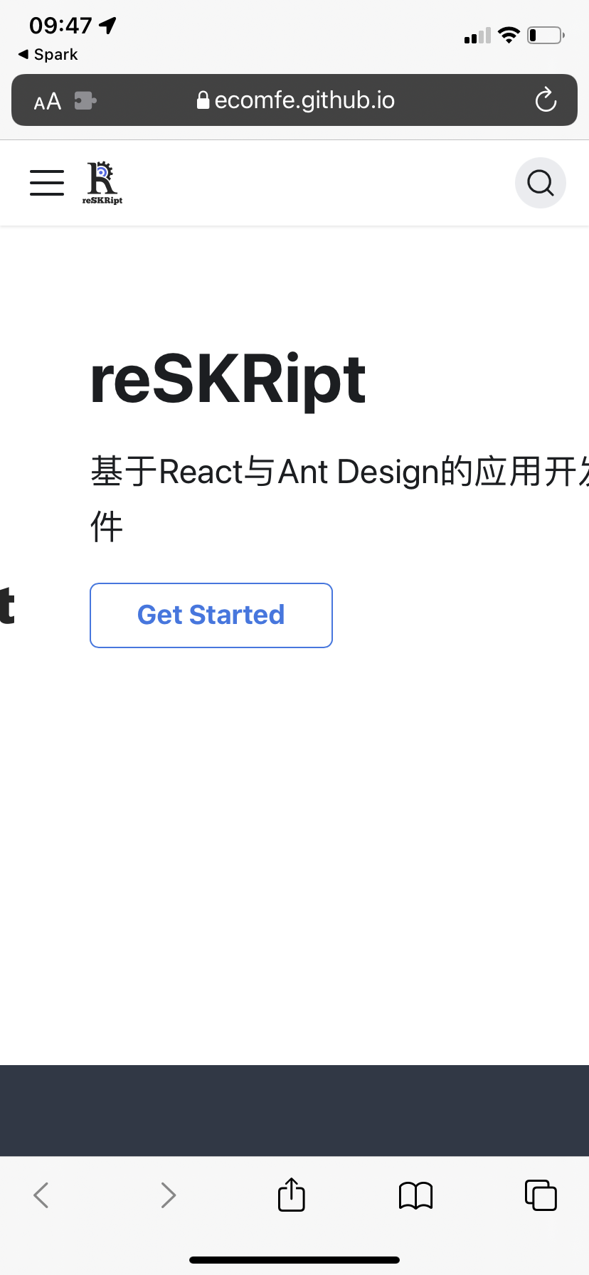 doc site landing page not show completely in mobile browser · Issue #205 · ecomfe/reskript · GitHub