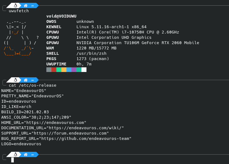 uwufetch doesnt recognize Endeavour OS, even though the page says that it is fully supported ...