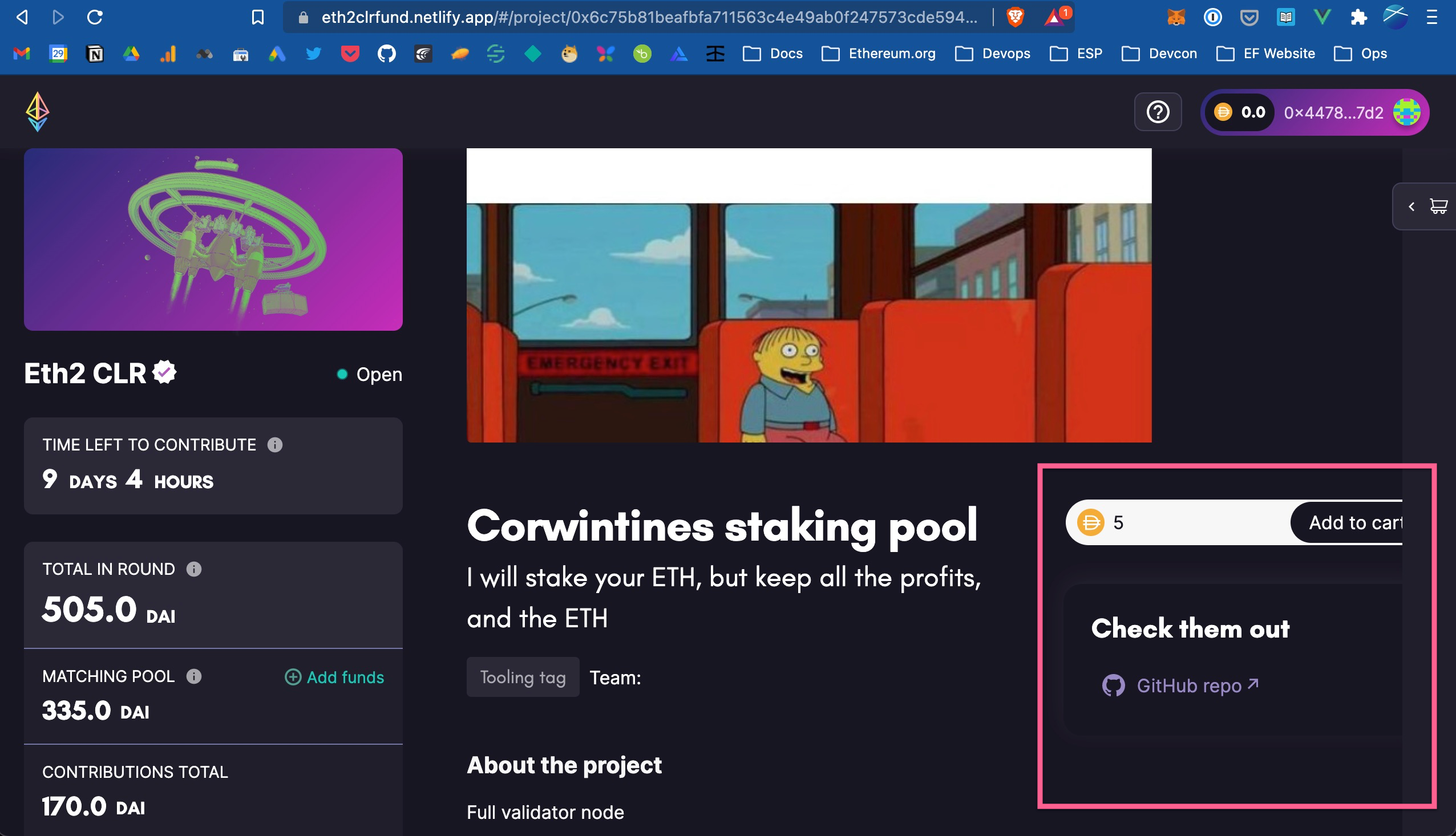 Project profile page - elements cut off when user is connected · Issue #336 · ethereum/clrfund ...