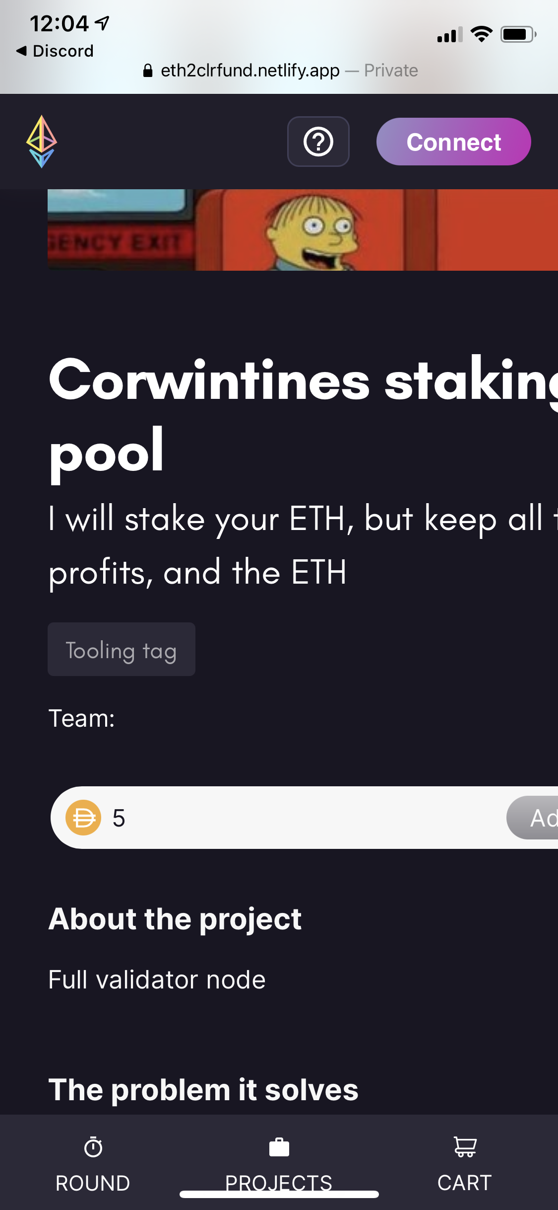 Project Profile Page Elements Cut Off When User Is Connected · Issue 336 · Ethereum Clrfund