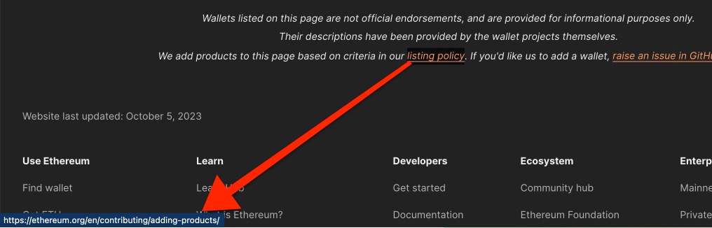 Listing policy on /find-wallets page · Issue #11470 · ethereum/ethereum-org-website · GitHub