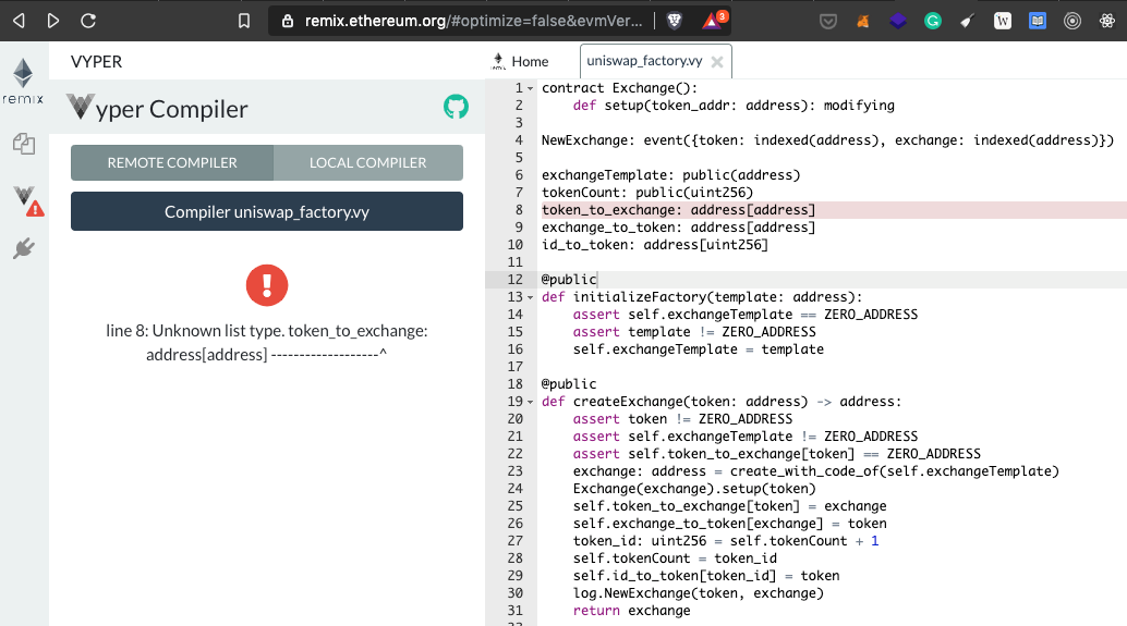 View and select vyper version · Issue #130 · ethereum/remix-project · GitHub