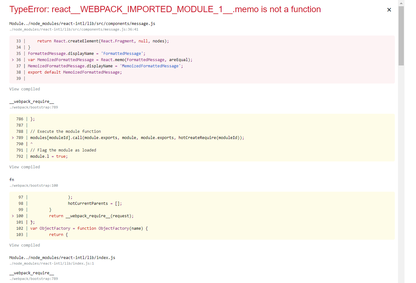 Typeerror React Webpack Imported Module 1 Memo Is Not A Function
