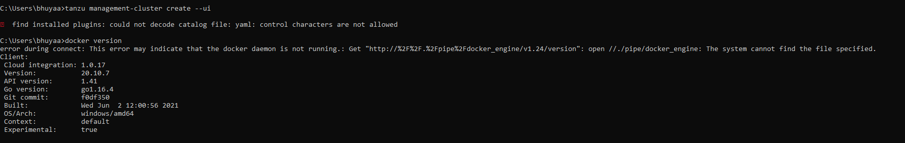 Tanzu Community Edition Management Cluster creation fails for Windows and Docker · Issue #5068 ...