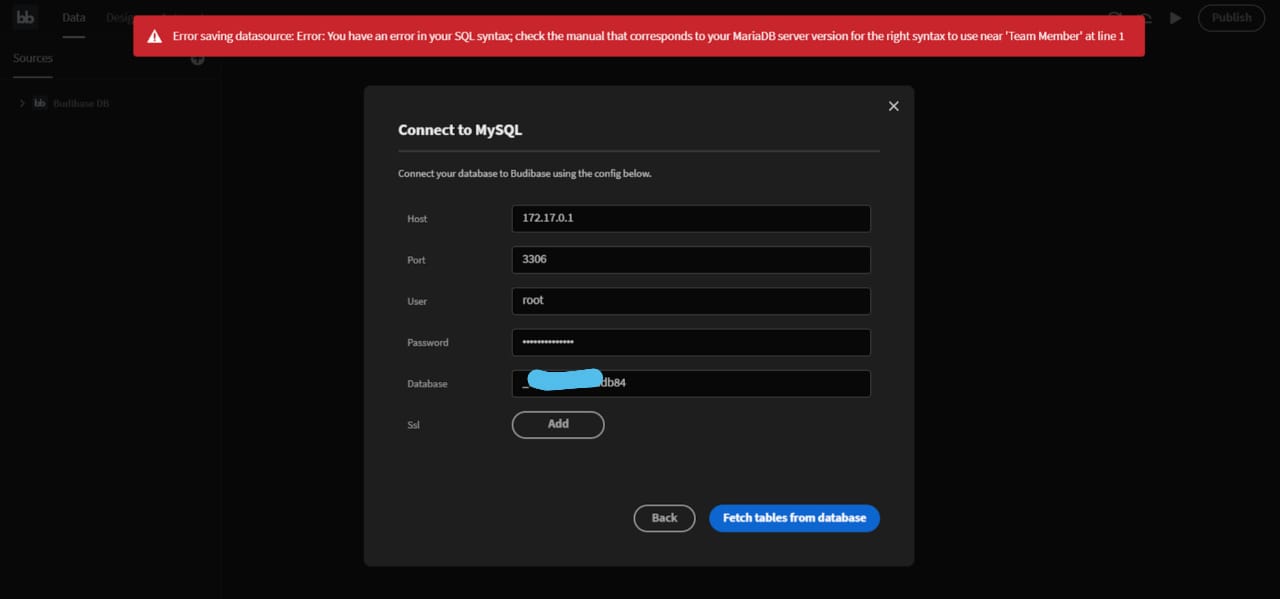 Getting Error On Connecting Mysql Data Source · Issue 3327 · Budibase