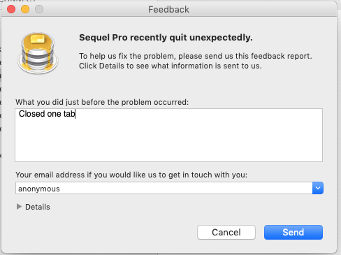 App crashes on a regular basis · Issue #3195 · sequelpro/sequelpro · GitHub