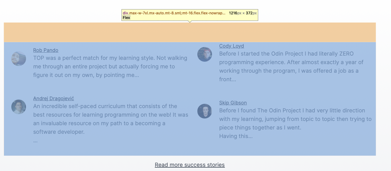 Enhancement: Aligning succes stories · Issue #4162 · TheOdinProject/theodinproject · GitHub