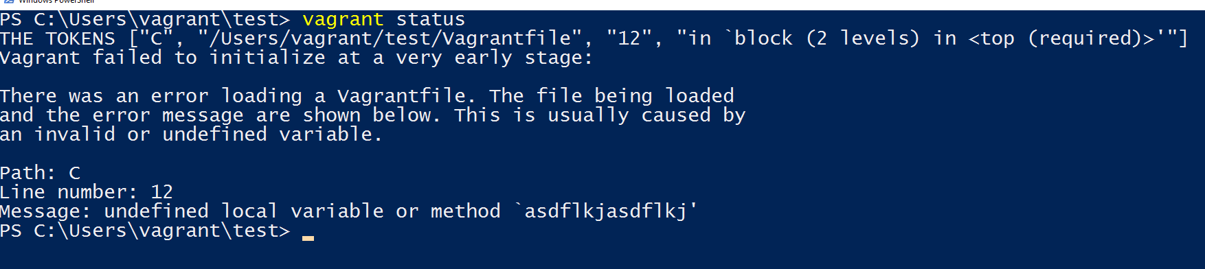 Vagrant doesn't print correct path of Vagrant file when reporting a ...