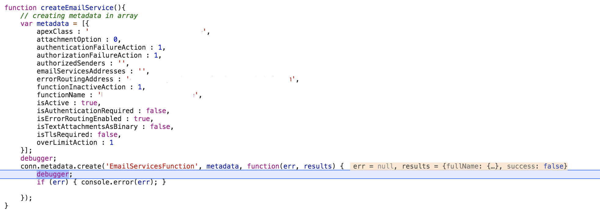 Cannot create "EmailServicesFunction" object · Issue #821 · jsforce/jsforce · GitHub