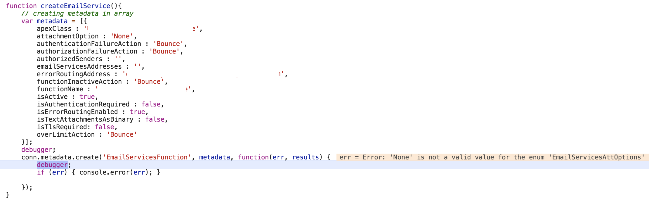 Cannot create "EmailServicesFunction" object · Issue #821 · jsforce/jsforce · GitHub