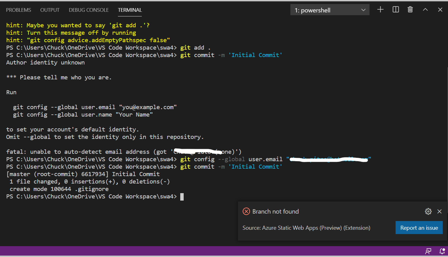 Unable to create SWA following included instructions · Issue #290 · microsoft/vscode ...