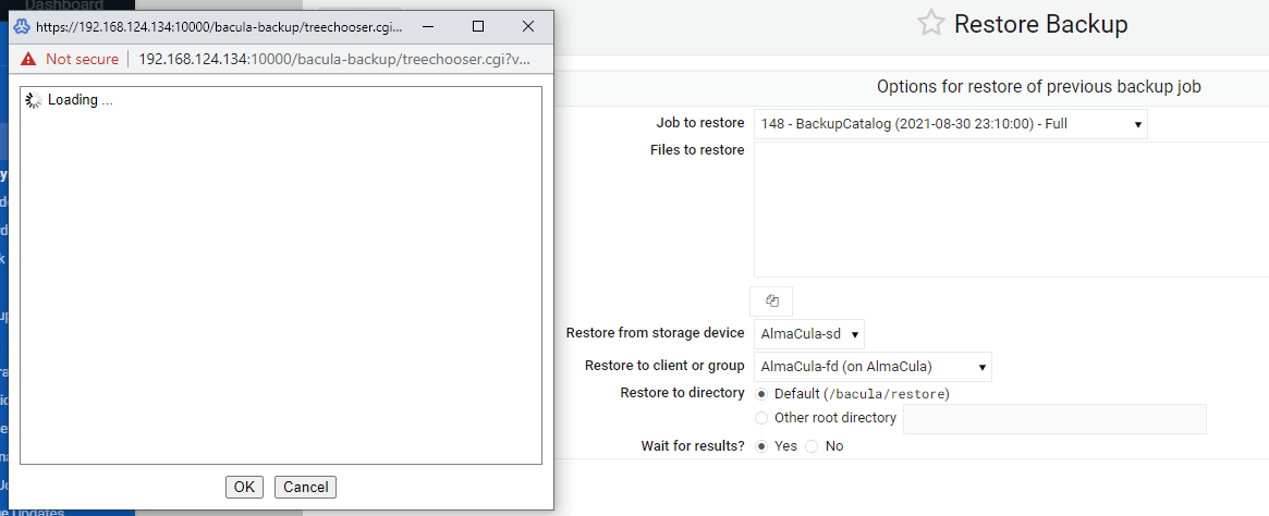 Bacula module restore button is not loading content · Issue #1520 · webmin/webmin · GitHub