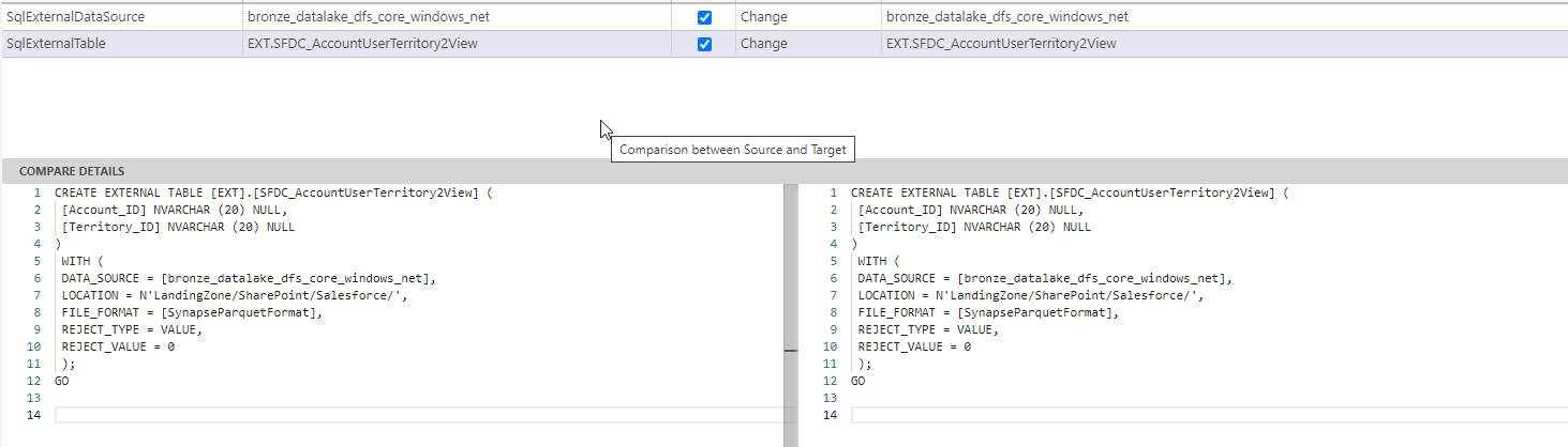 Schema compare between 2 databases with external tables doesn't work · Issue #270 · microsoft ...