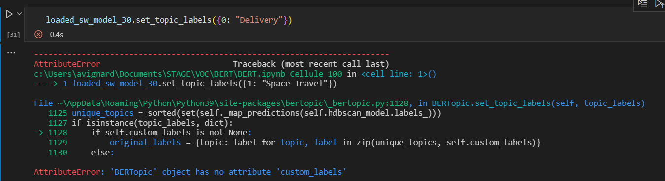 AttributeError: 'BERTopic' object has no attribute 'custom_labels' · Issue #619 · MaartenGr ...