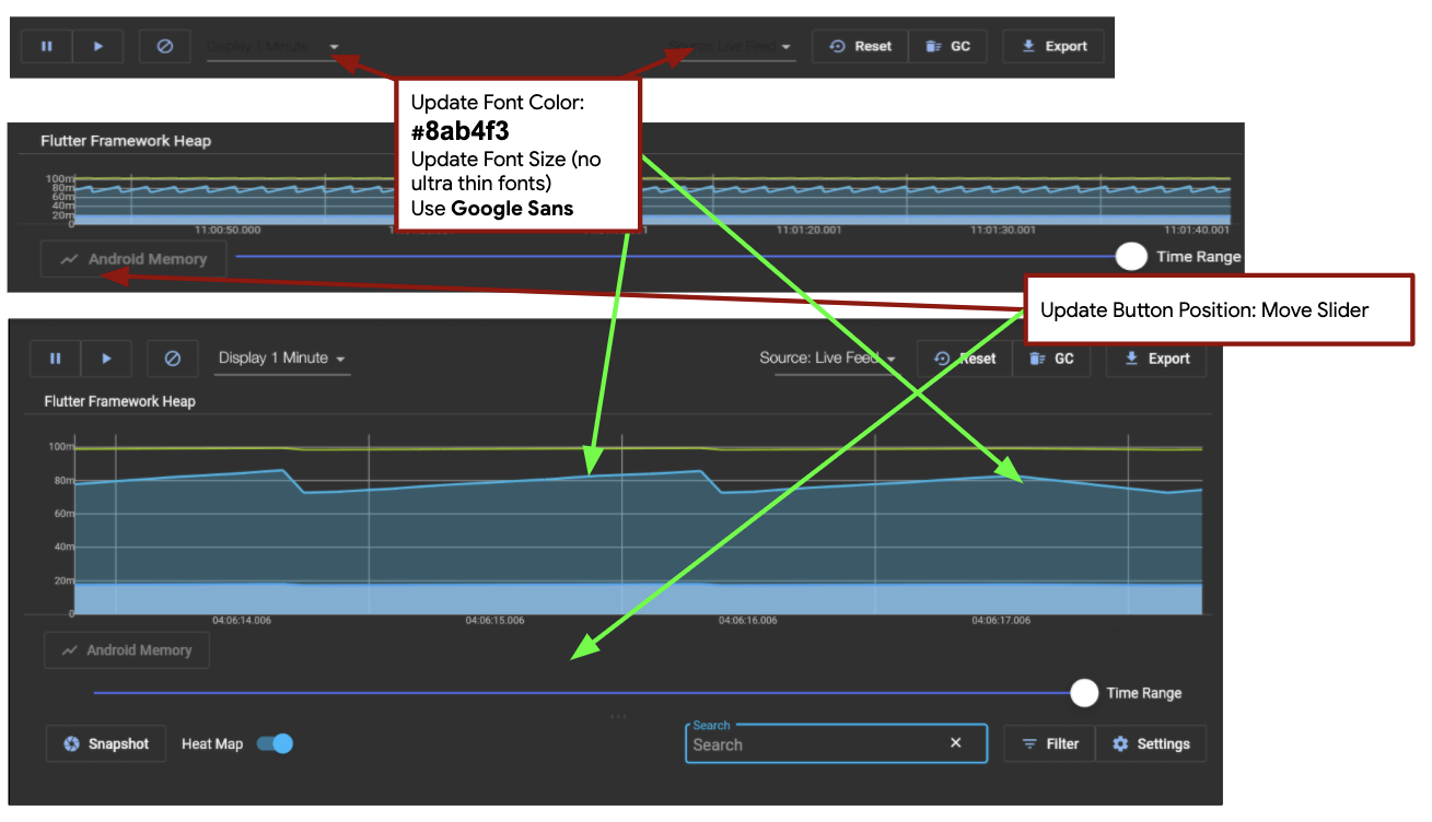 DevTools Memory Page: UX Punch List 2020 · Issue #1974 · flutter/devtools · GitHub