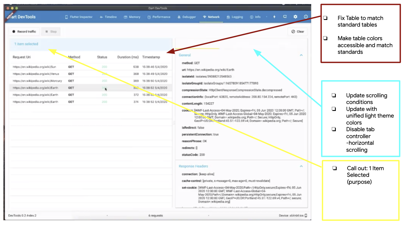 DevTools Network Page: UX Punch List 2020 · Issue #1980 · flutter/devtools · GitHub