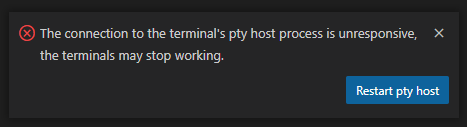 Unresponsive pty host terminal process · Issue #171350 · microsoft/vscode · GitHub