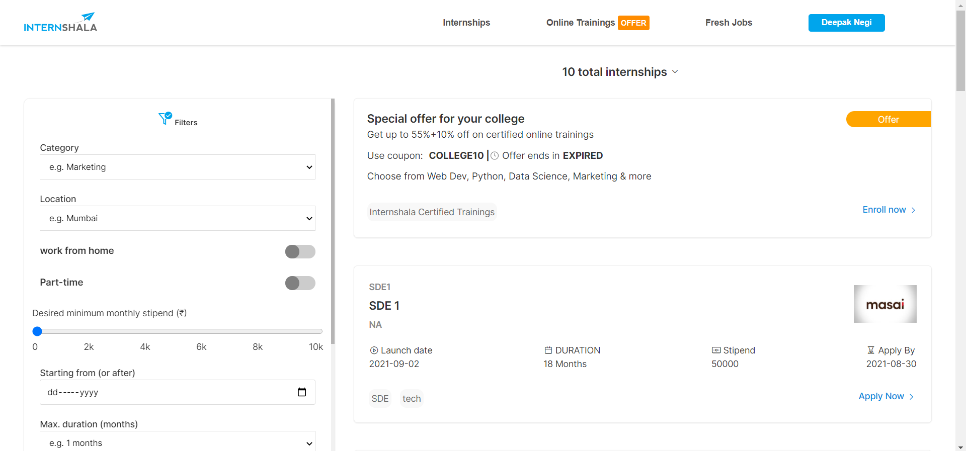 GitHub - Pulkit0111/internshala_project: This repository has the UI clone of Internshala.com ...