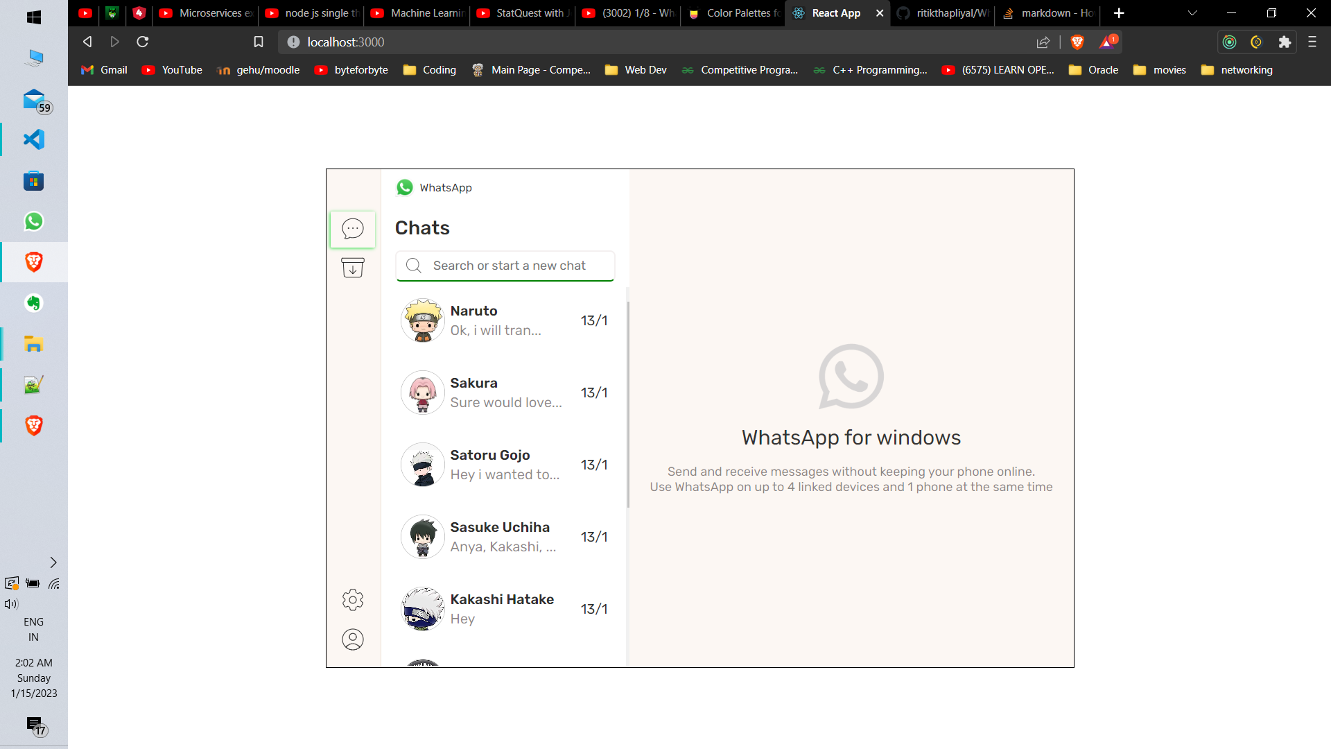 GitHub - ritikthapliyal/WhatsApp-frontend-: What's app clone using React and Redux. Frontend only.