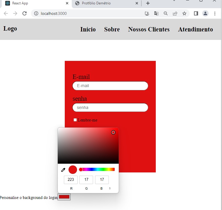 GitHub - DevDemetrio/LoginComReact: Campo de Login feito em React