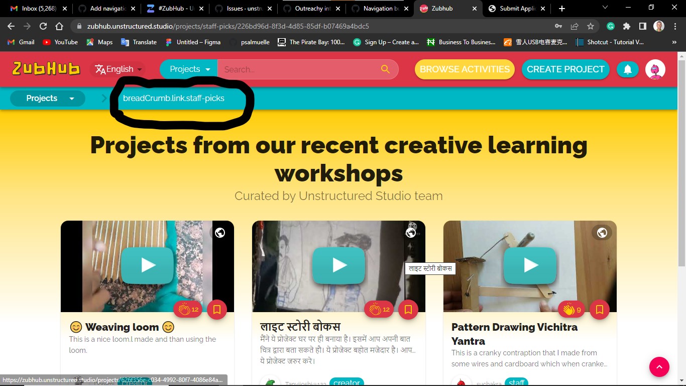 "Staff-picked project" link not properly displayed on the breadcrumb · Issue #619 ...