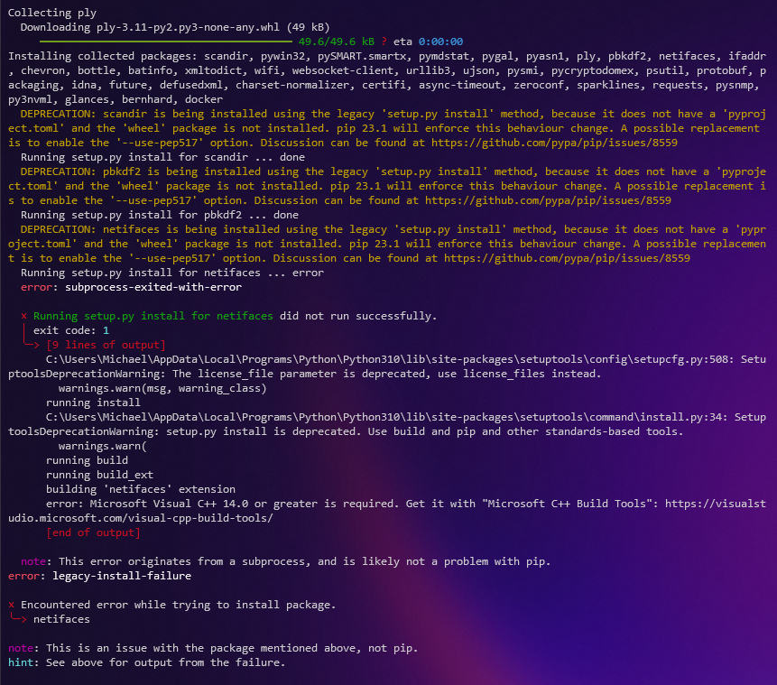 Python 3.10.9: Several DEPRECIATION: errors when installing Glances via PIP · nicolargo glances ...