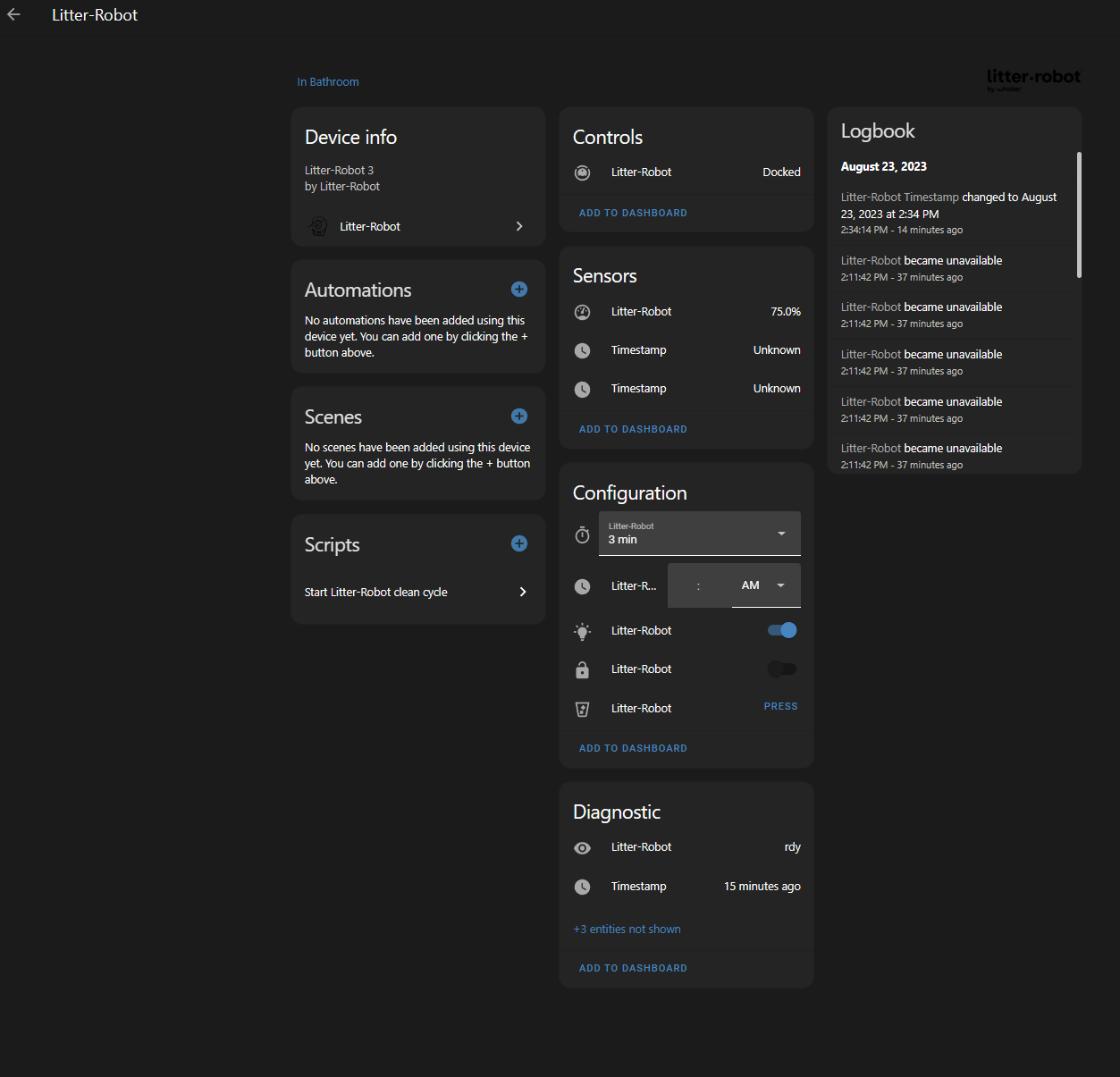 Litter-Robot integration not providing entities anymore after adding integration · Issue #98895 ...