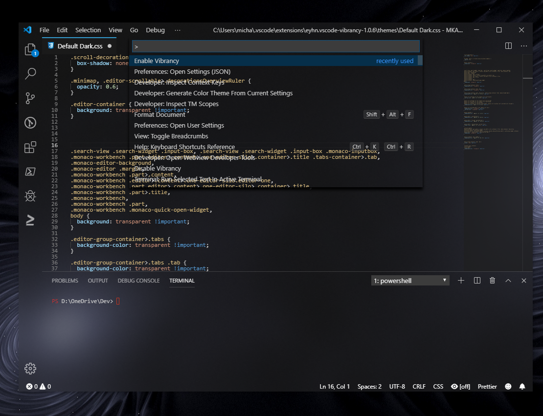 Assistance needed to add "Vibrancy" to VSCode Command Palette · Issue ...