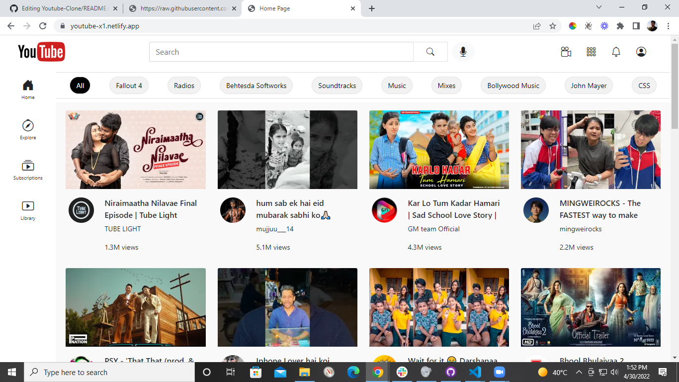 GitHub - jatindevnani/Youtube-Clone: Youtube Clone made in 1 day