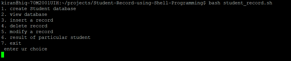 GitHub - KiranKumarMalik/Student-Record-using-Shell-Programming: Using Shell Scripting language