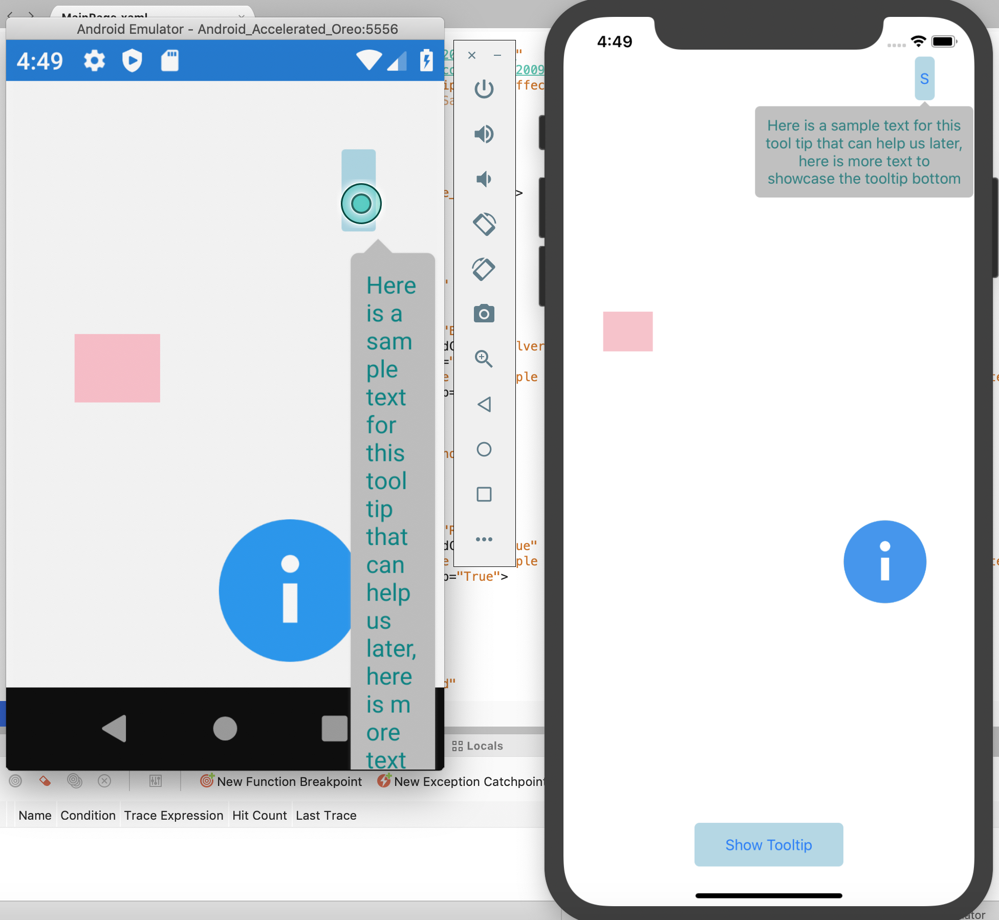 Issue in Android for bottom positioning of tool tip · Issue #4 · CrossGeeks/TooltipSample · GitHub