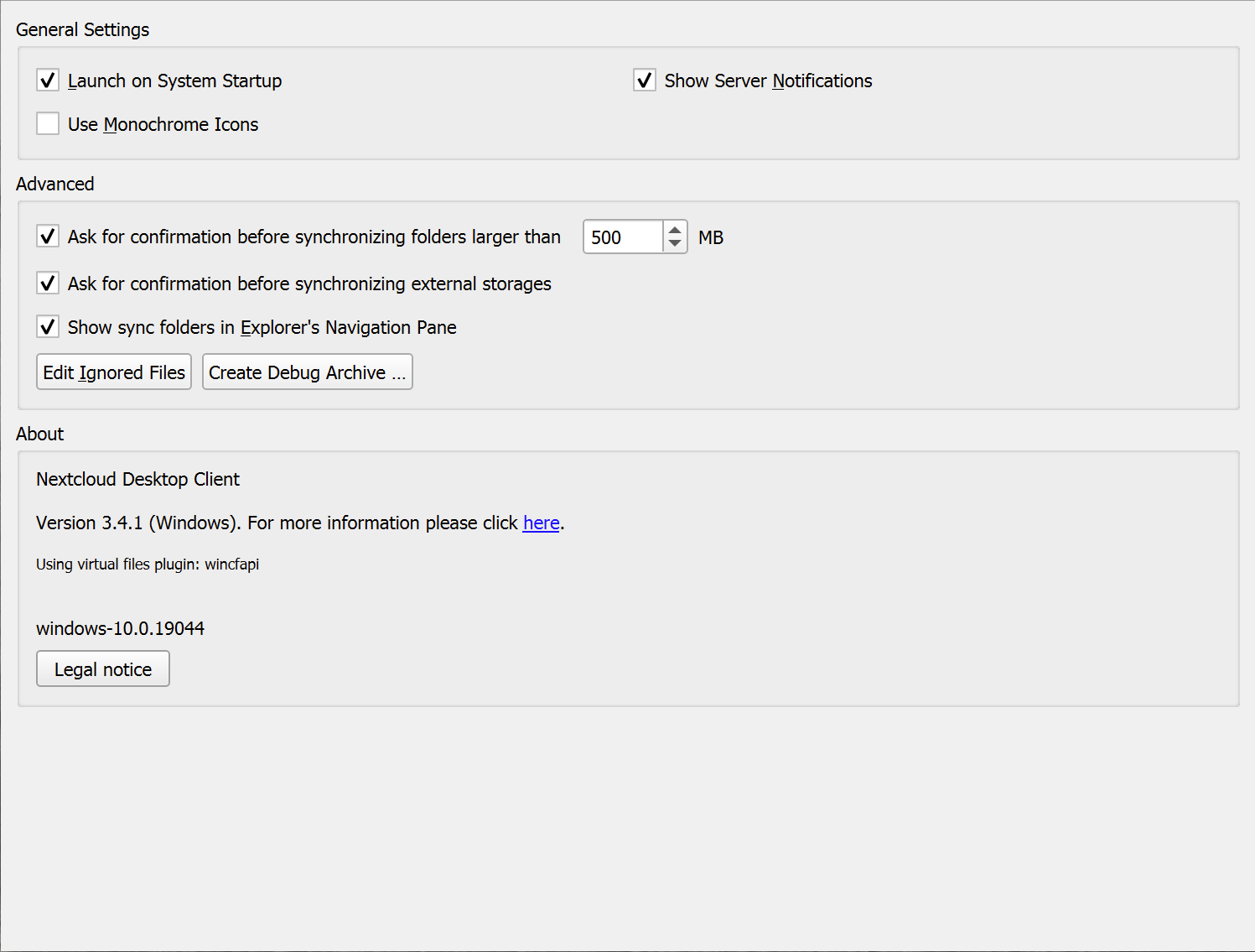 [Bug]: No check update button 3.4.1 · Issue #4386 · nextcloud/desktop ...
