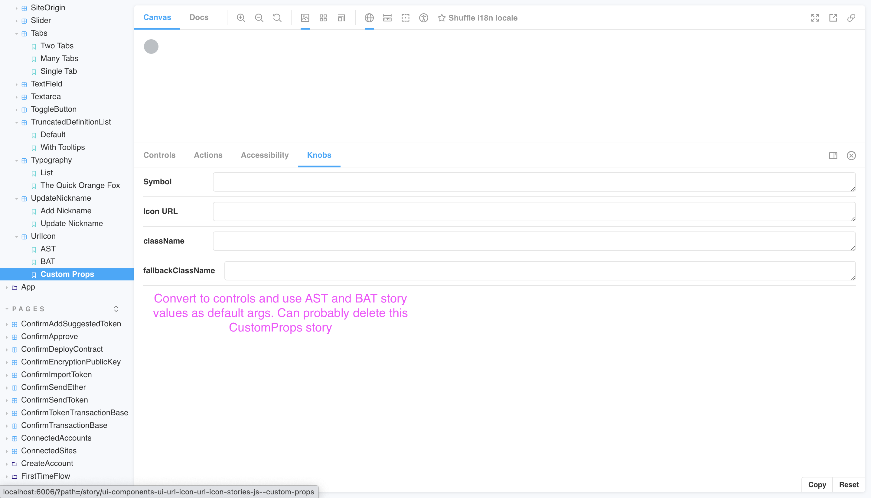 UrlIcon story: convert knobs and actions to controls / args · Issue ...