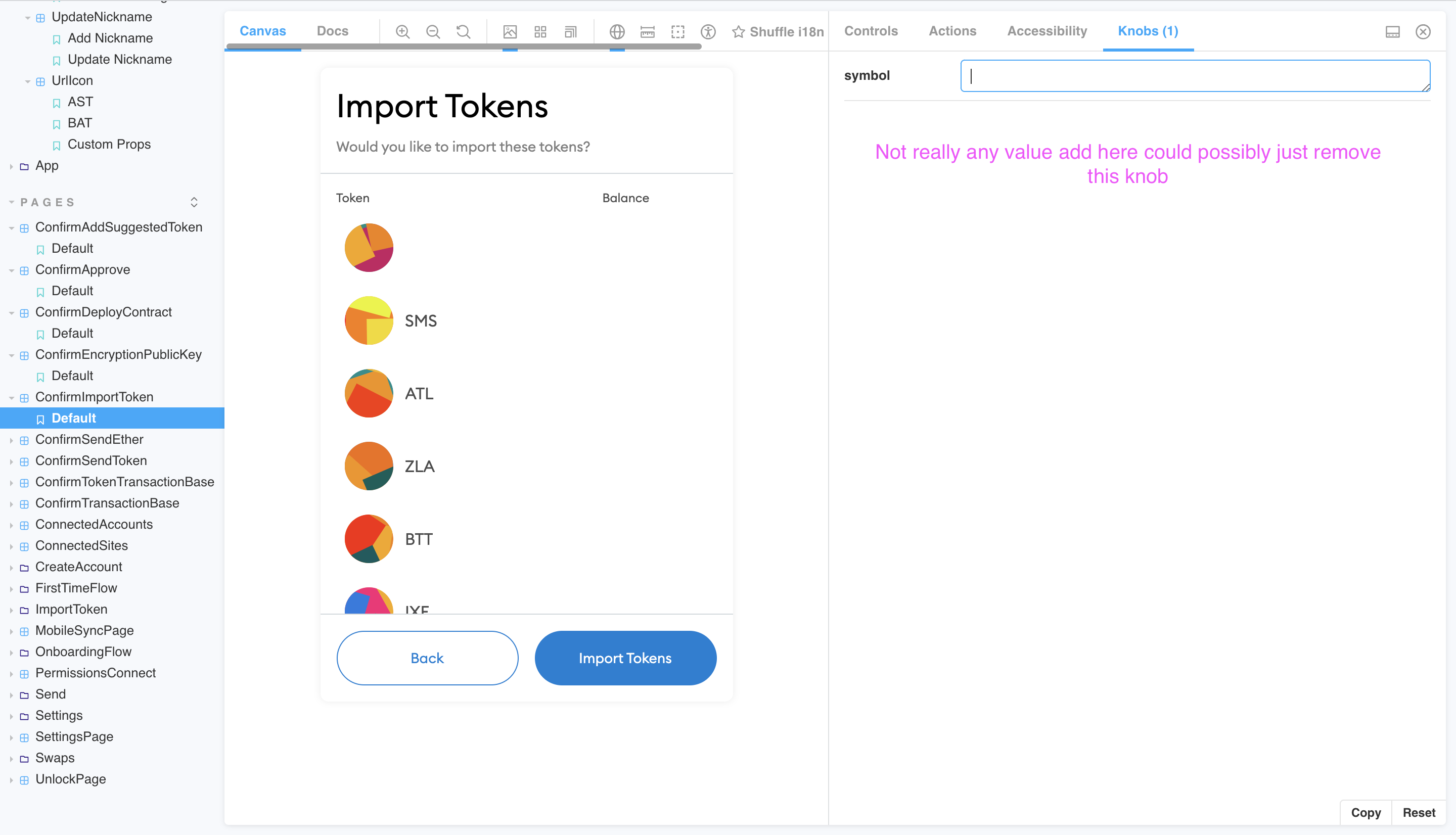 ConfirmImportToken story: convert knobs and actions to controls / args · Issue #13071 · MetaMask ...