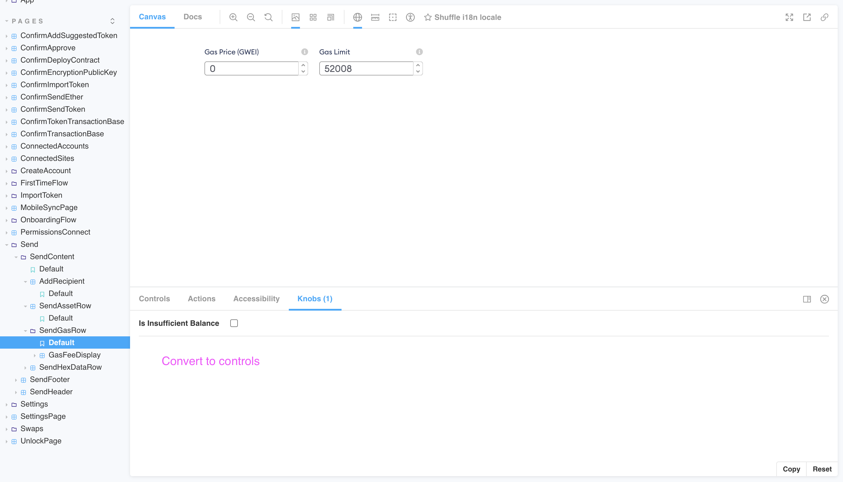 SendGasRow story: convert knobs and actions to controls / args · Issue #13078 · MetaMask ...