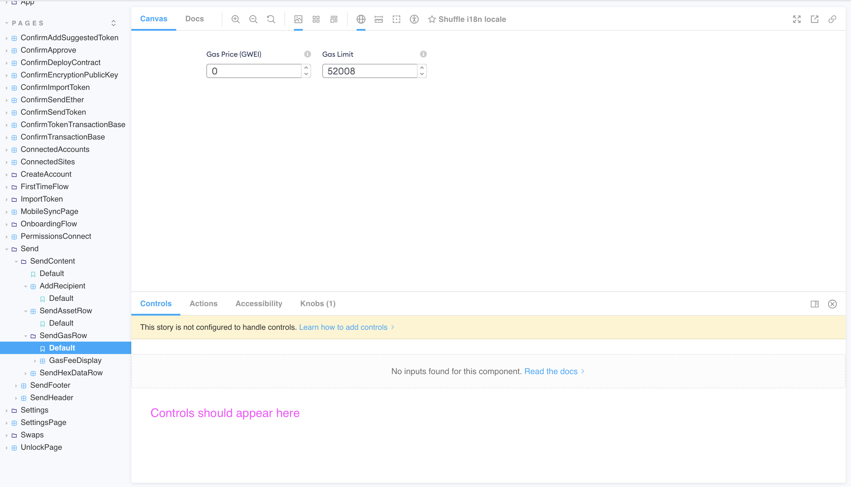 SendGasRow story: convert knobs and actions to controls / args · Issue #13078 · MetaMask ...