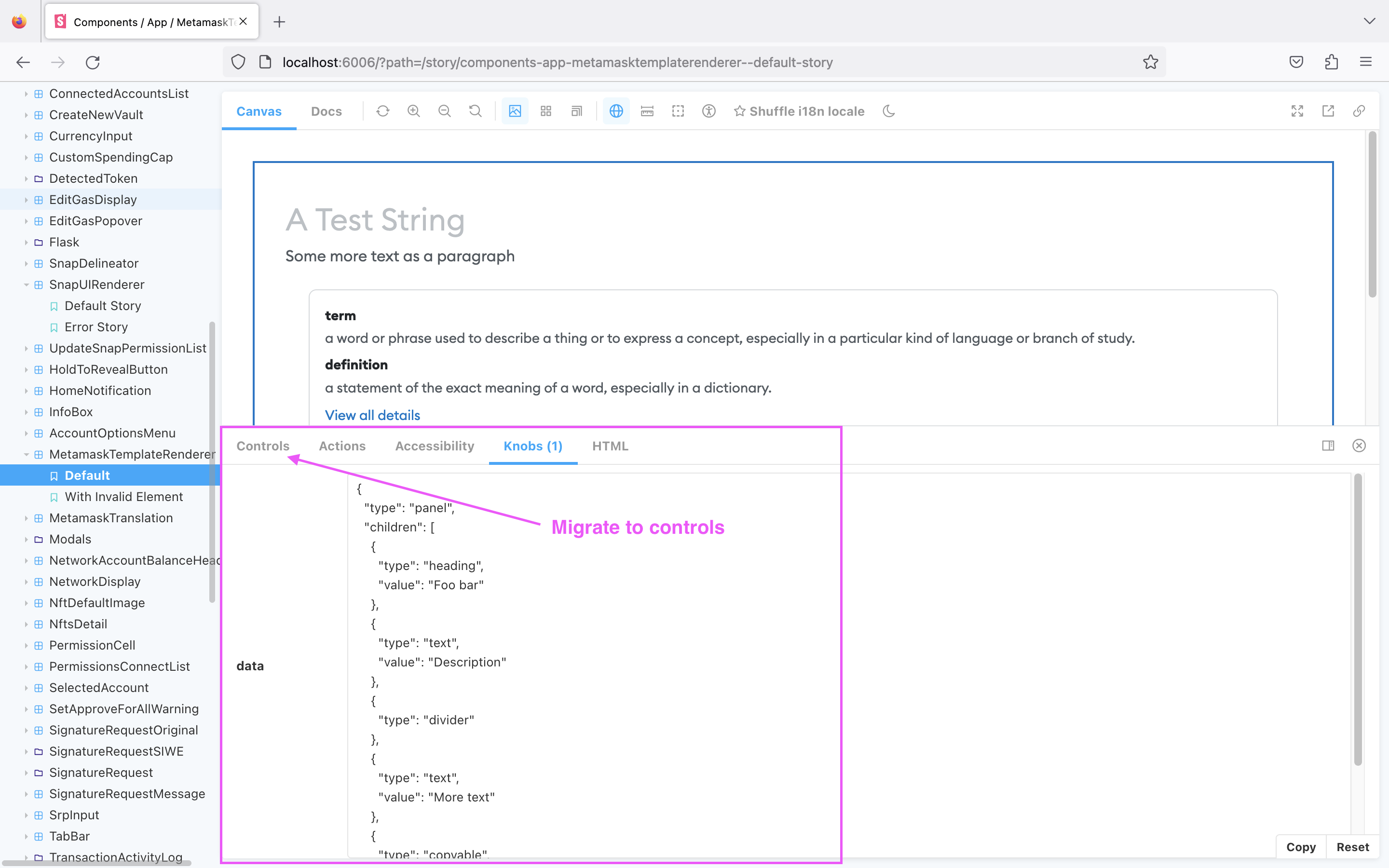 Update Knobs To Controls In Storybook Metamasktemplaterenderer · Issue 18498 · Metamask 