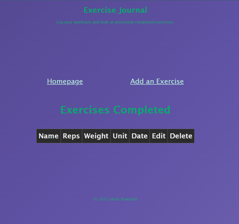 GitHub - JakubSero/Exercise-Journal-Database: CS290 Final