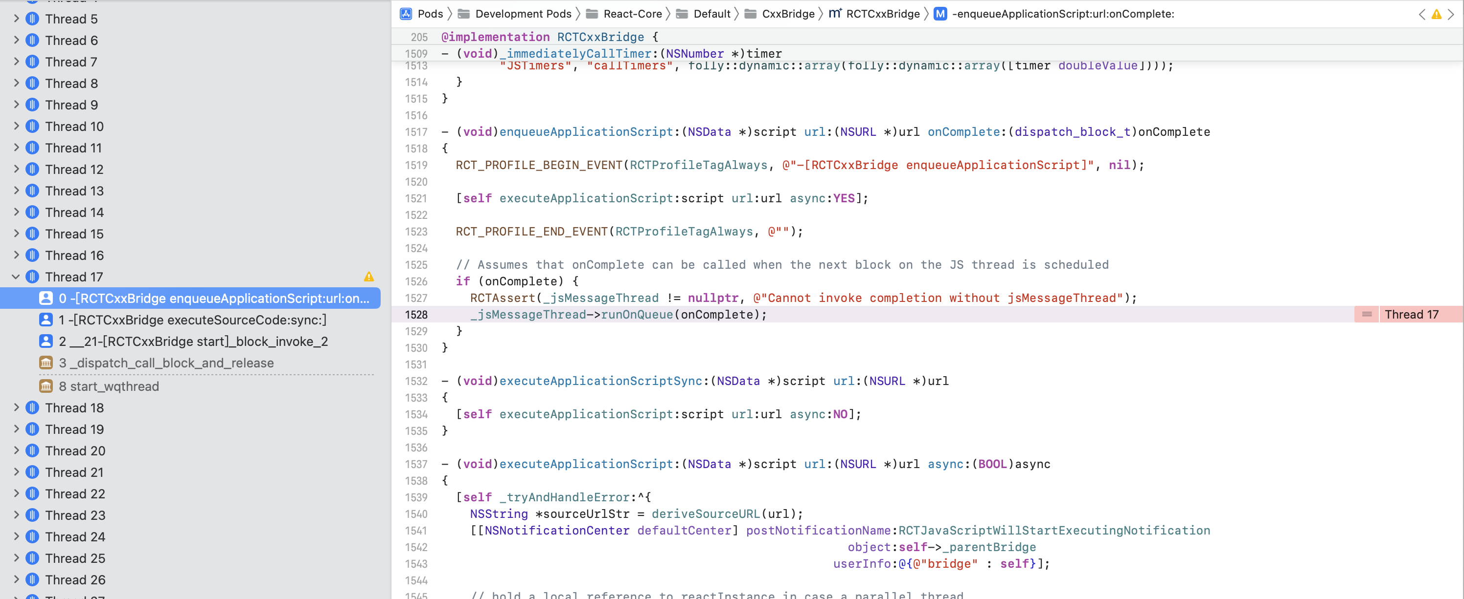 Rctcxxbridgemm Line 1528 Thread 5 Excbadaccess Code1 Address0x0 · Issue 36301