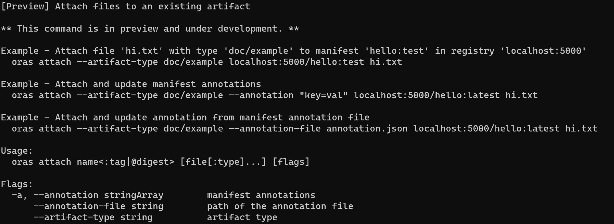 Improve `oras Attach` Help Doc · Issue 602 · Oras Project Oras · Github