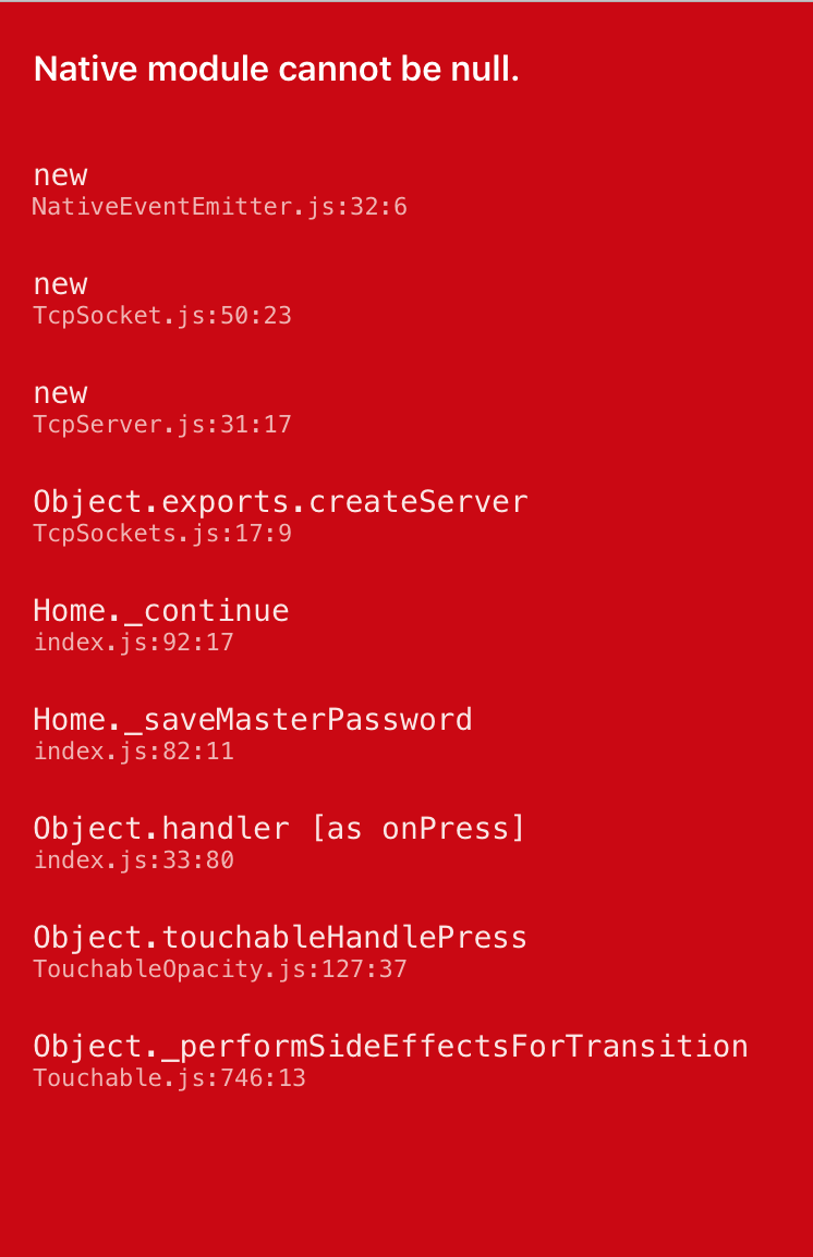 Native Module Cannot Be Null · Issue 55 · Peeltechnologiesreact Native Tcp · Github