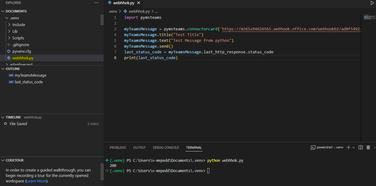 The Status Code Returns 200 But The Message Cannot Be Sent To Teams